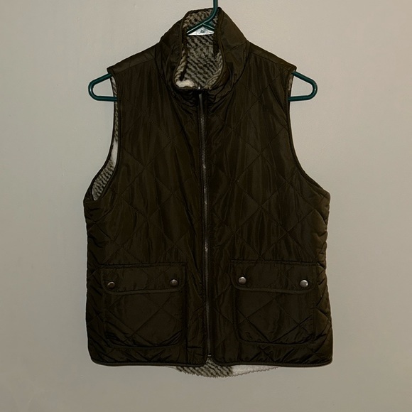 Jackets & Coats | Reversible Olive Green Puffer Vest | Poshmark